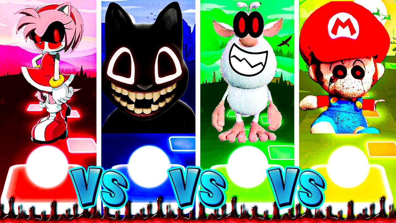Amy Exe Vs Cartoon Cat Exe Vs Booba Exe Vs Mario Exe | #tiles - YouTube