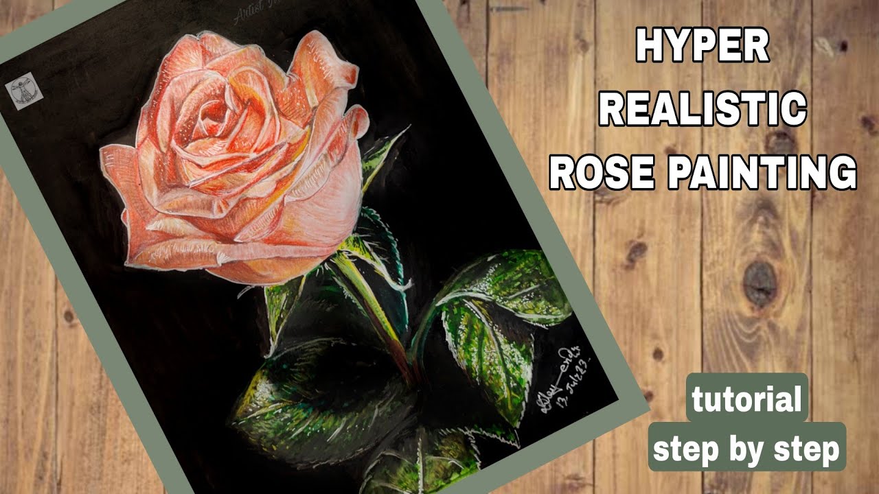 How to Paint a Beautiful Flowers/Hyper realistic Rose with color pencil ...