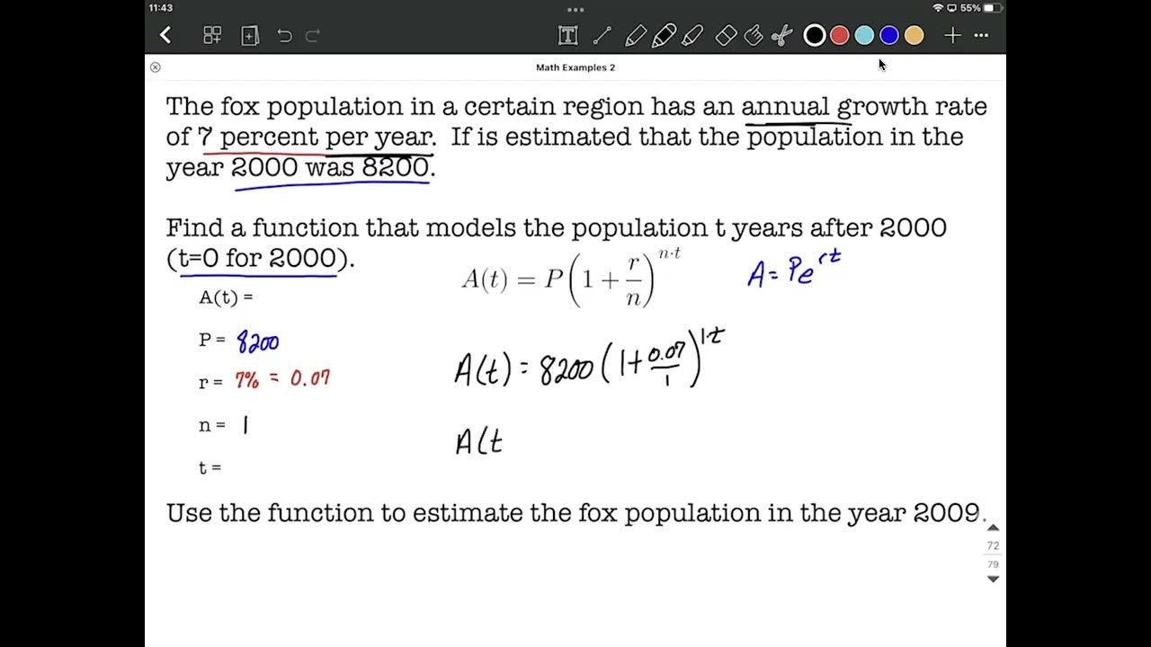 Modeling exponential functions | Fox population - YouTube