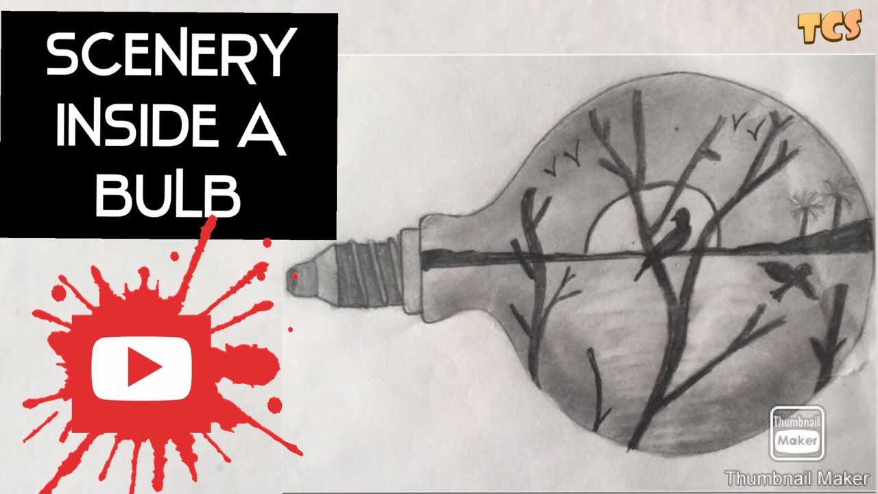 Simple Scenery inside a light bulb | Pencil sketch - YouTube