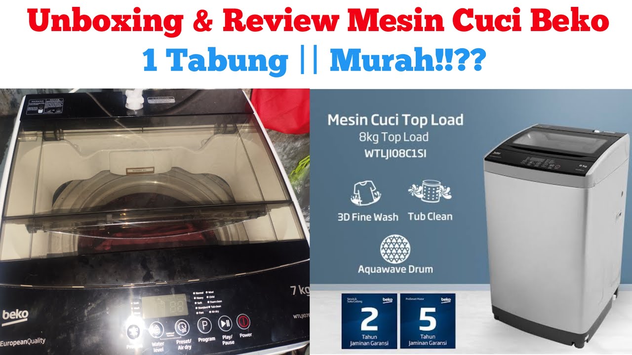 Unboxing + Review Mesin Cuci Beko - YouTube