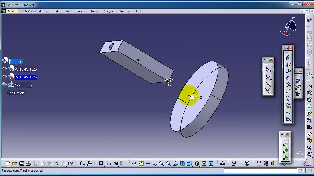 84 CATIA Assembly Tutorial Contact Constraint - YouTube