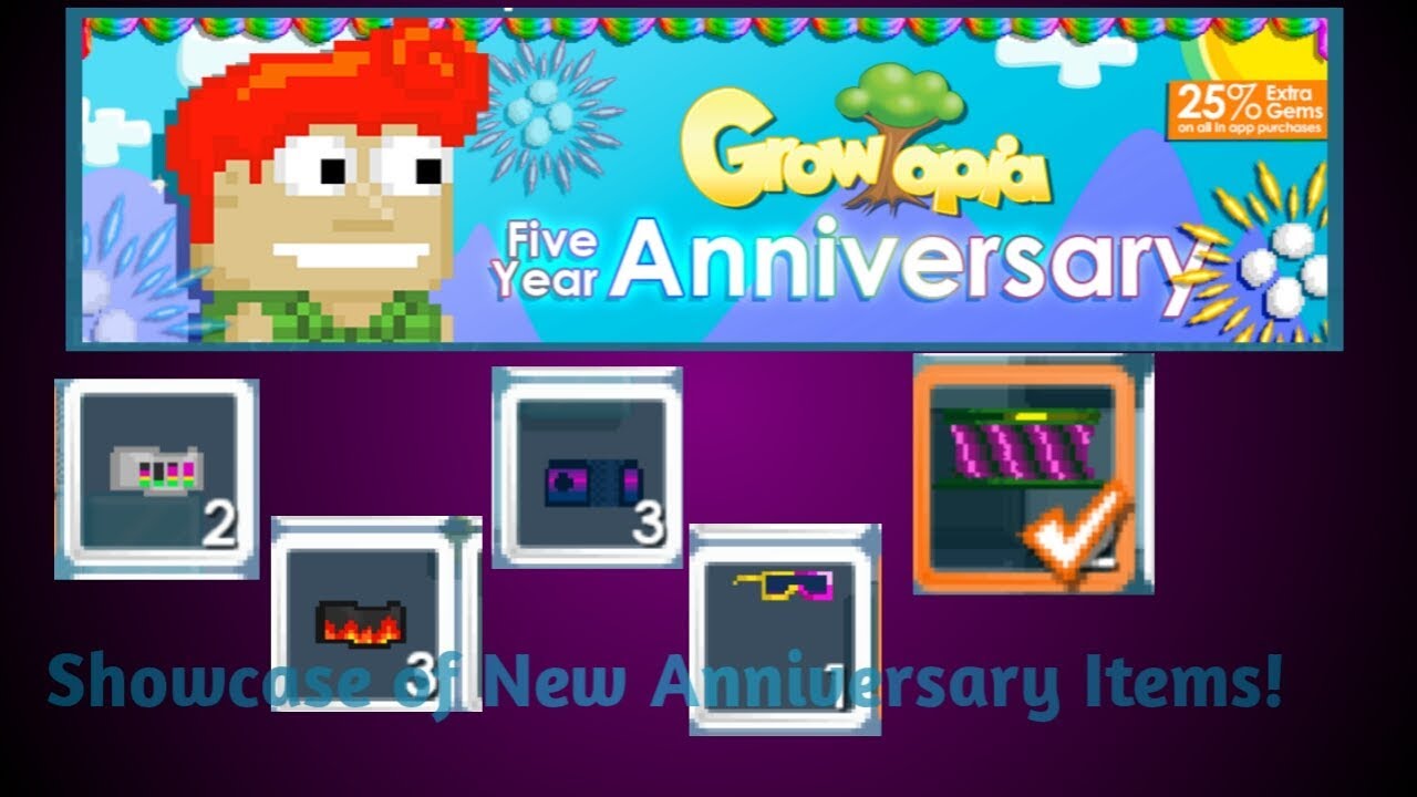 Growtopia|Showcase of New Growtopia Annivesary Items! - YouTube