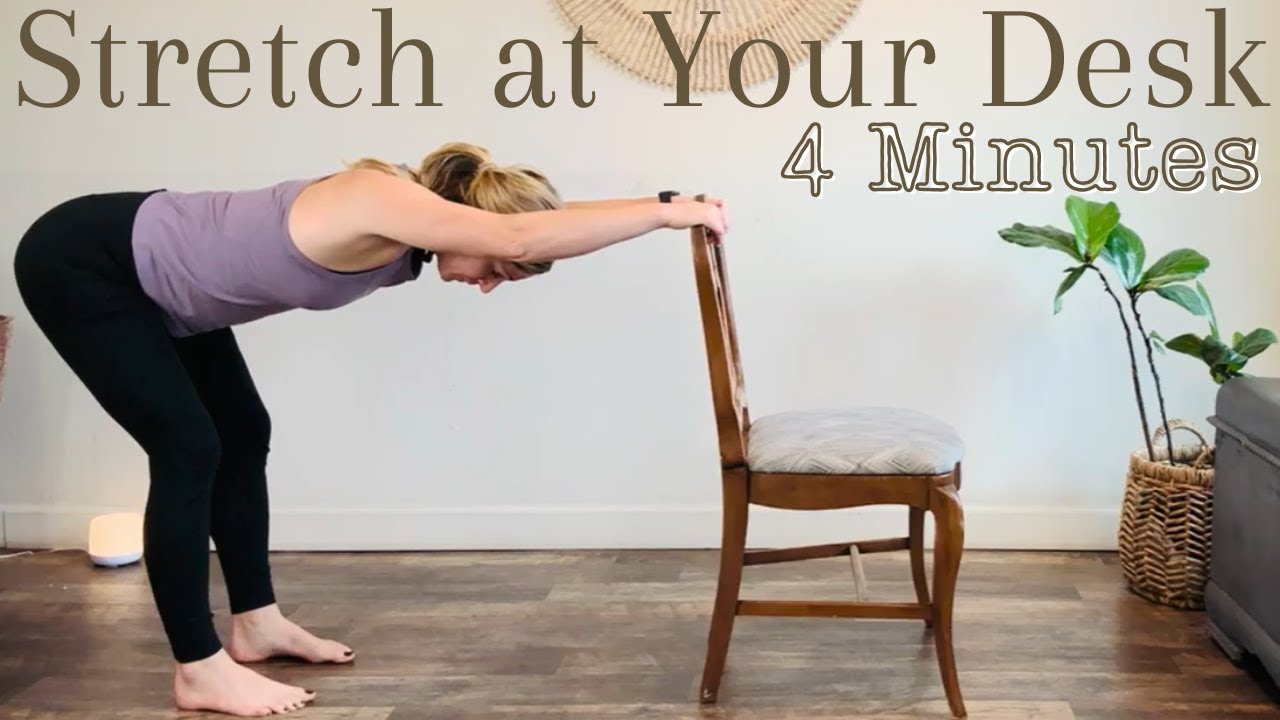 4-Minute Stretch at Your Desk | Legs, Shoulders, and Back - YouTube