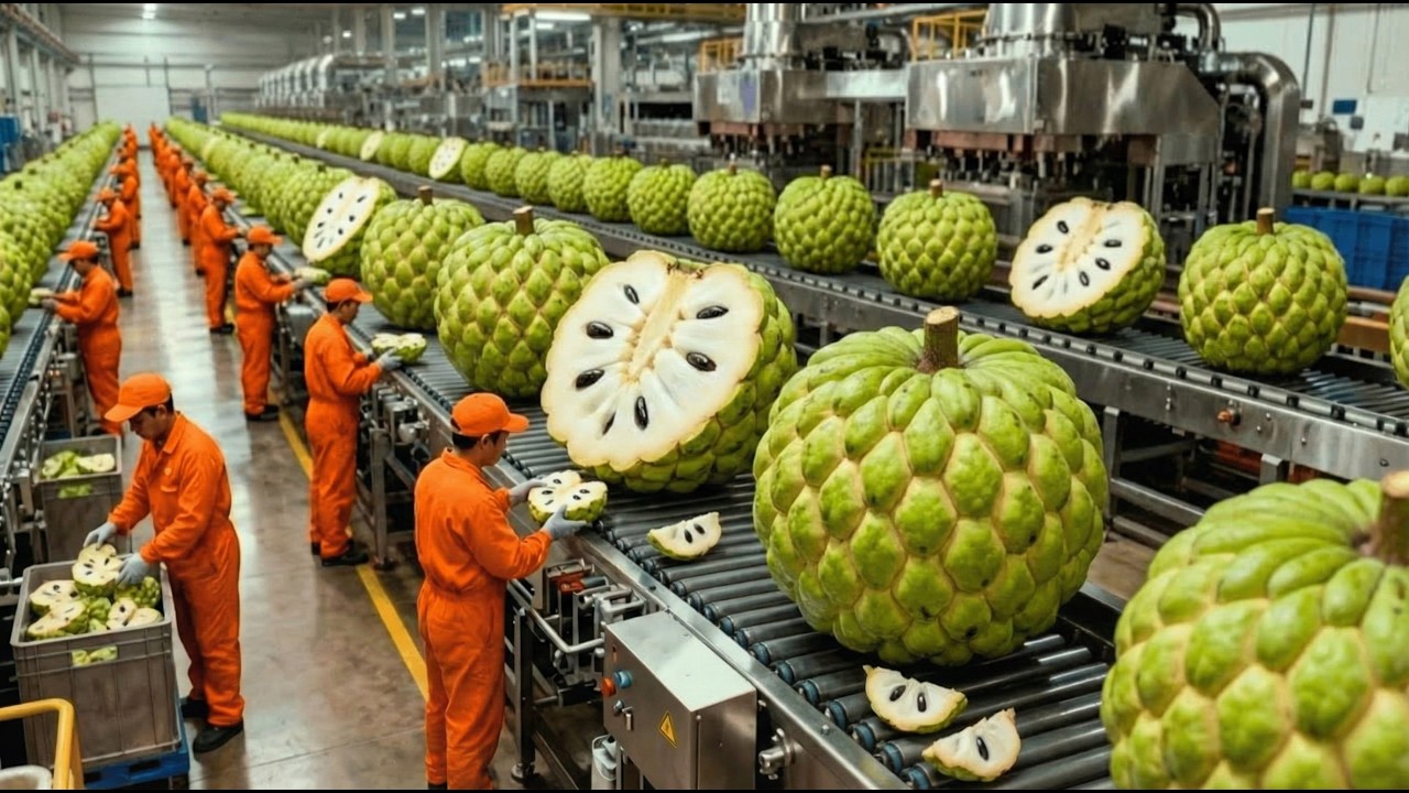 How Custard Apples Are Processed Into Desserts – Full Factory Process ...