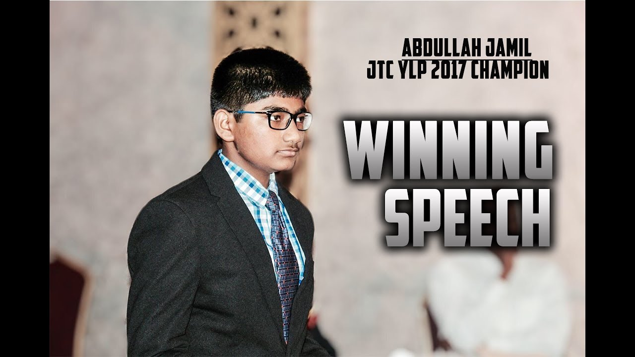 Abdullah Jamil JTC YLP 2017 Champion - Full Speech - YouTube