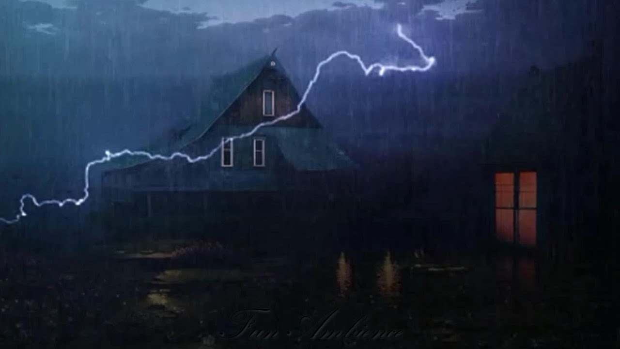 Rain falling &Thunder Sound at Night with Winter Atmosphere / Nature ...