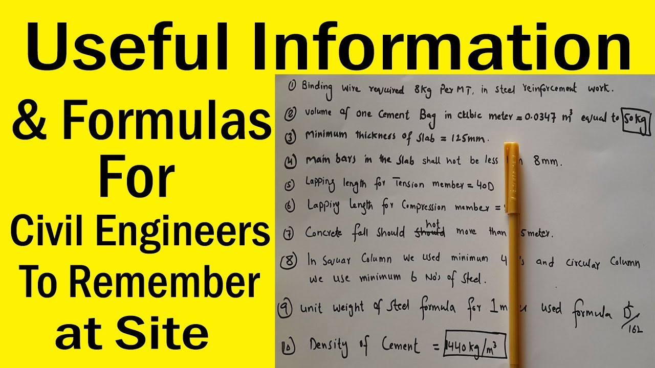 Useful Information And Formulas For Civil Engineers To Remember At Site useful-information-and-formulas-for-civil-engineers-to-remember-at-site