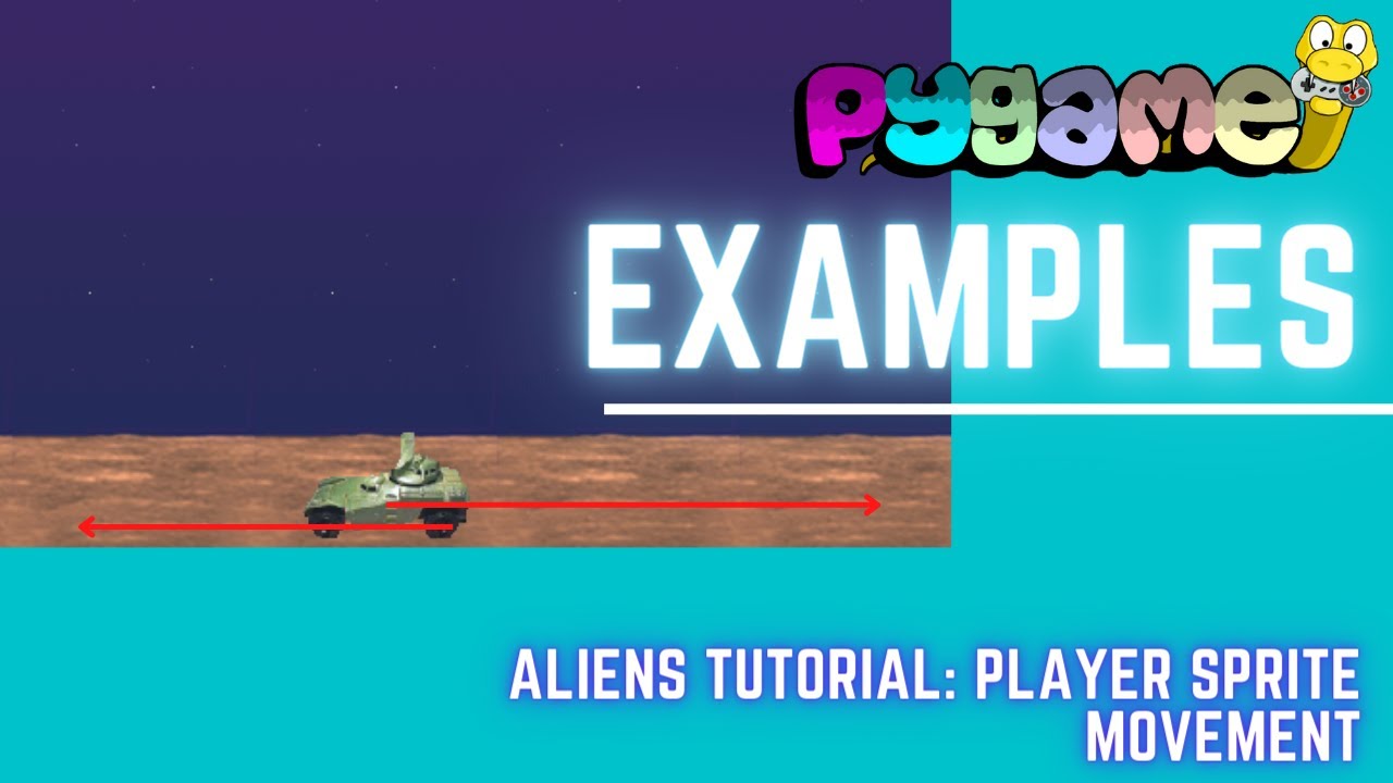 Pygame examples: Aliens Part 3 - Player Sprite Movement - YouTube