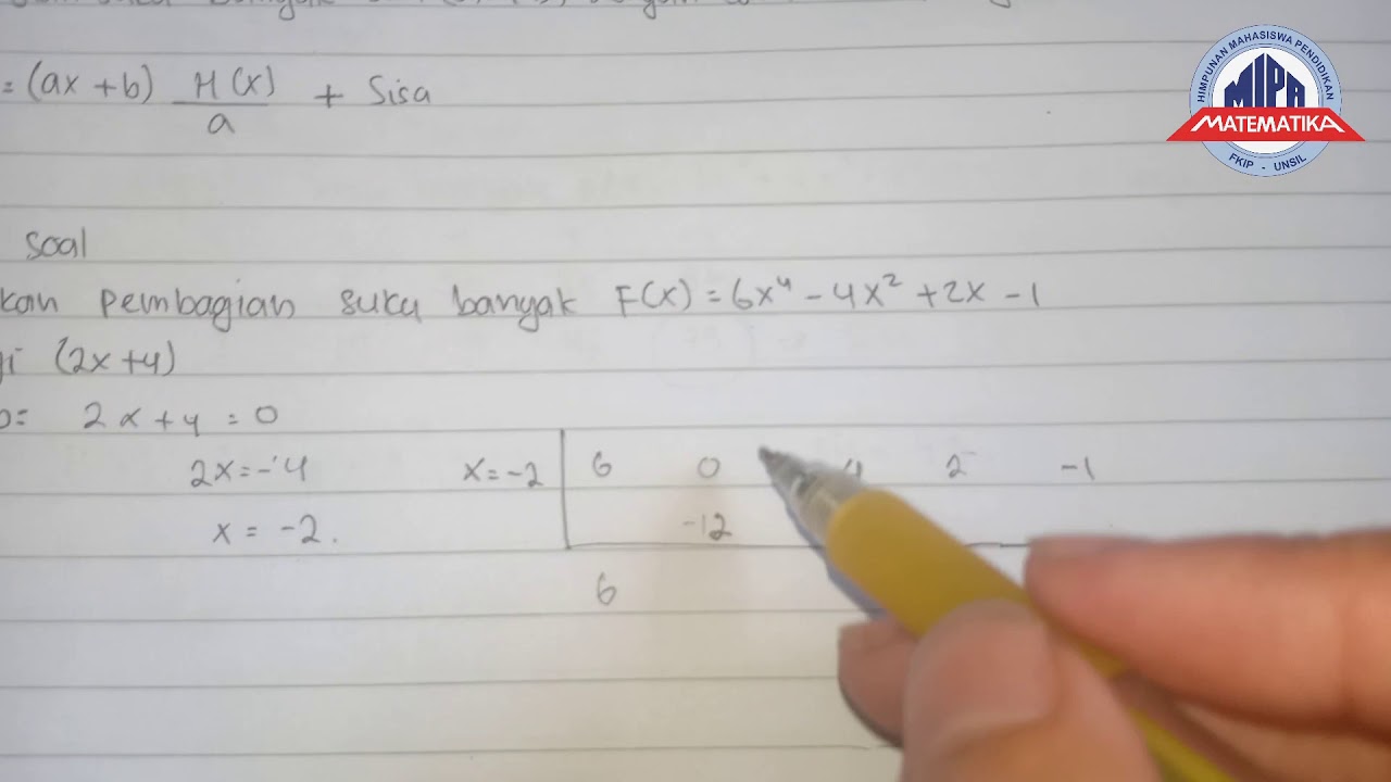 Pembagian Sukubanyak Oleh (ax+b) dengan cara Bagan/Horner - YouTube