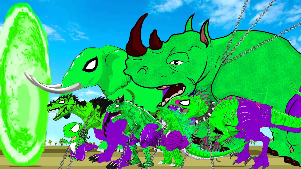 SUPERHERO DINOSAUR VS GODZILLA, RHINO: T-Rex Dinosaur Magic Fight In ...