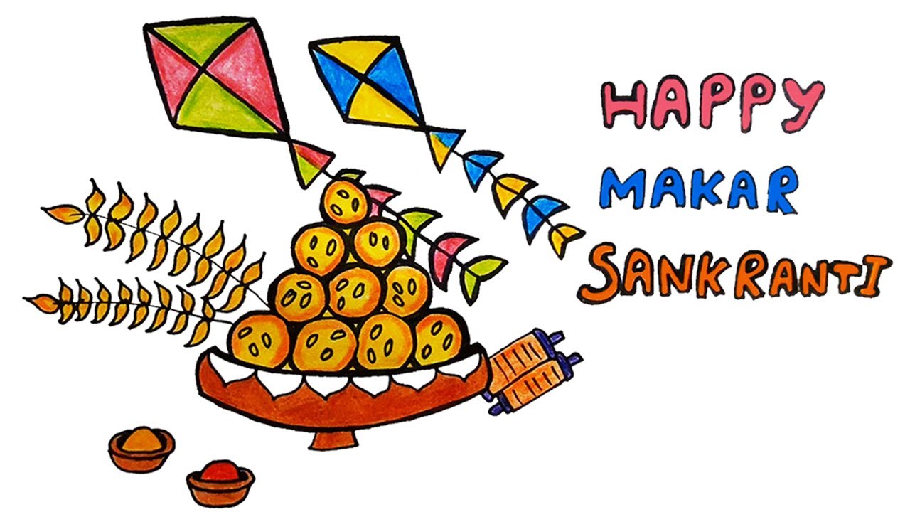 Easy Makar Sankranti Drawing || How to draw makar sankranti drawing ...