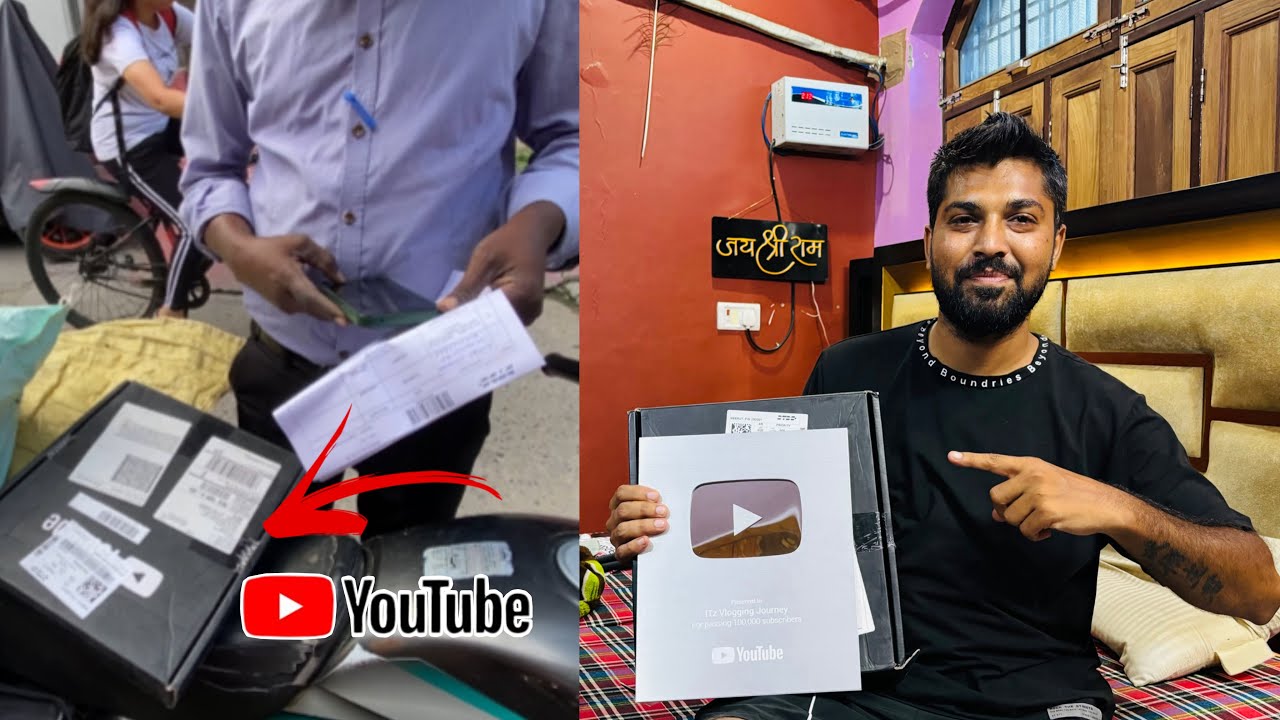 Finally Youtube Silver Play Button mil he gaiya🔥Unboxing 100k Youtube Award| Itz Vlogging ...