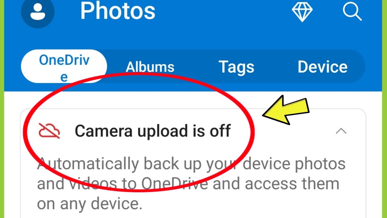 OneDrive What is Camera upload is Off Problem Solved - YouTube