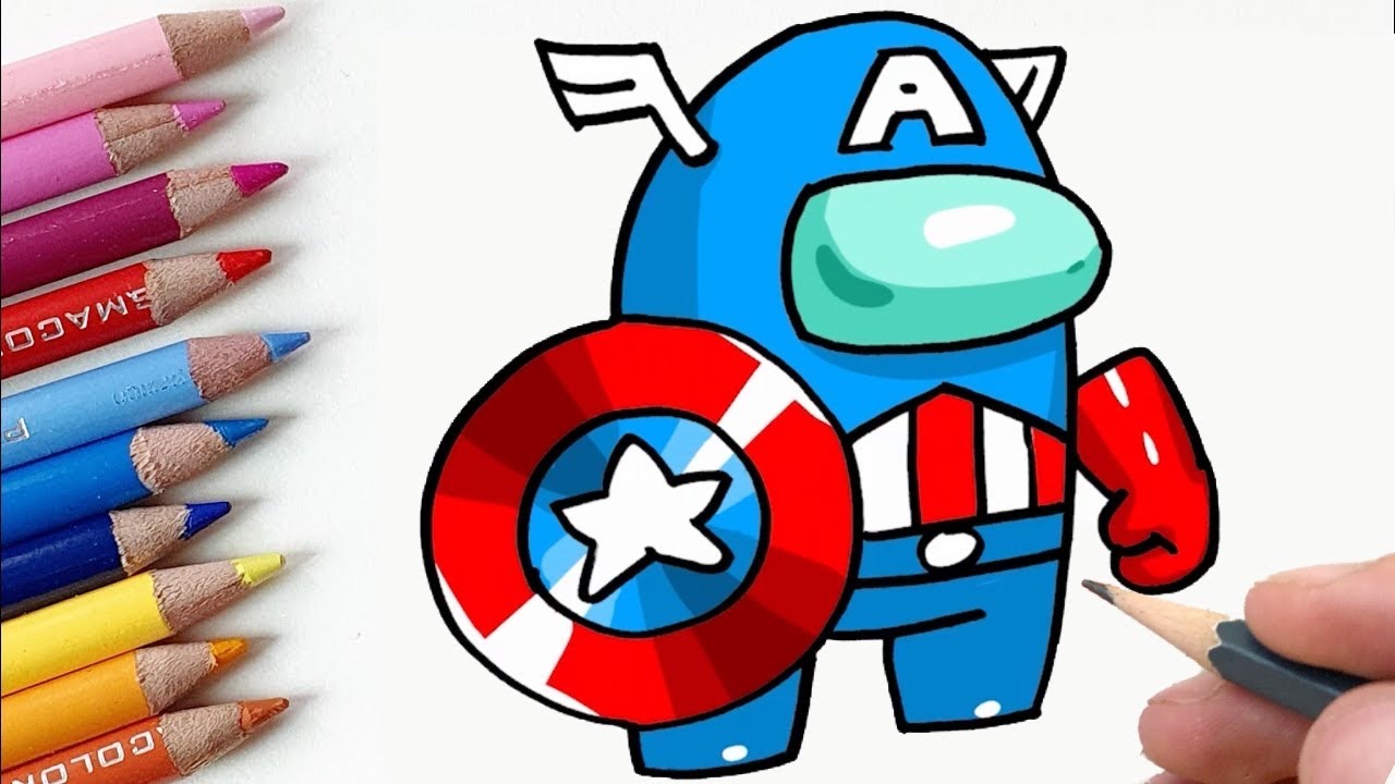 How to Draw Among Us captain America - YouTube