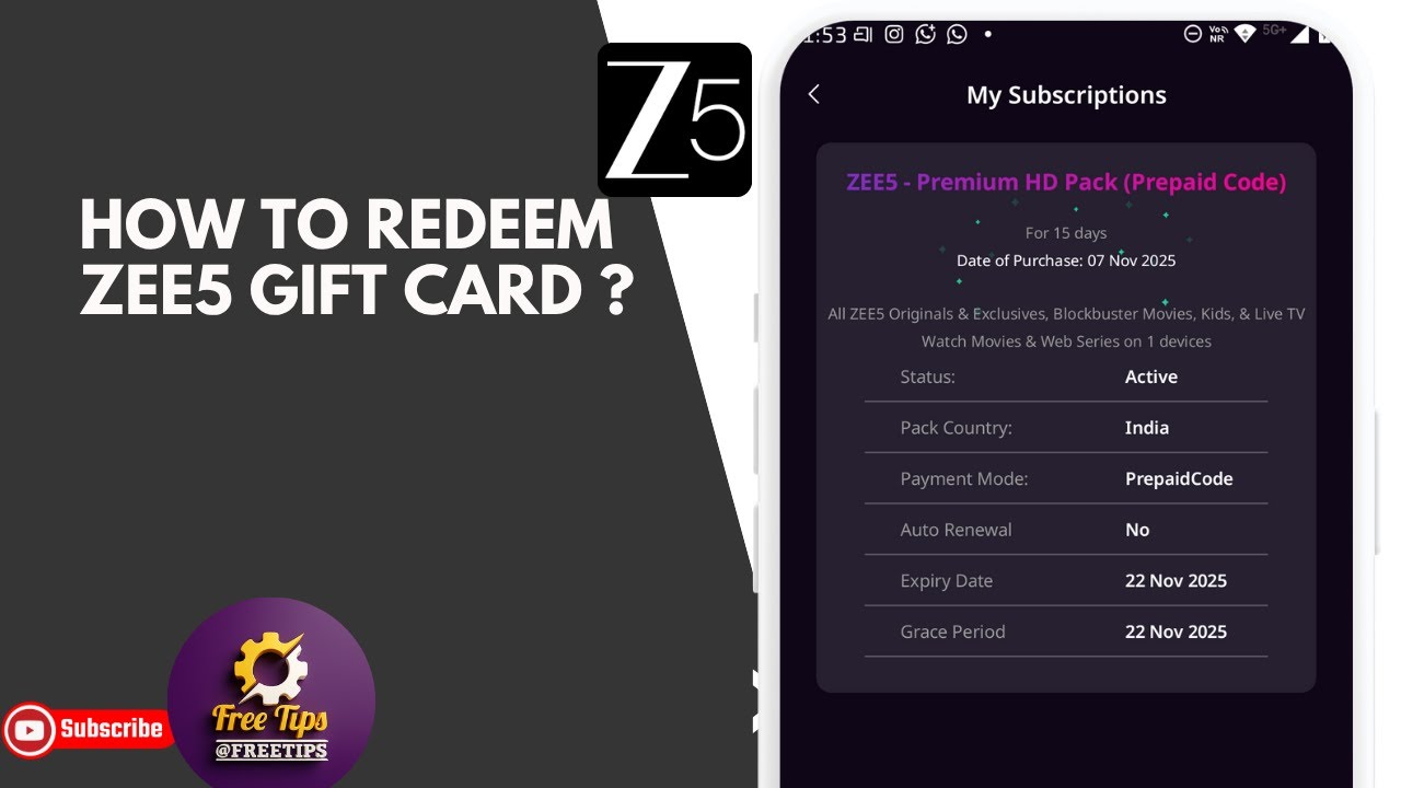 How to Redeem Zee5 Gift Card in Zee5 Mobile App || Zee5 Gift Voucher ko ...
