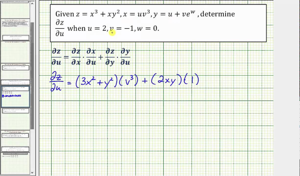 Ex: Chain Rule - Function of Two Variables with Three Independent Variable - YouTube