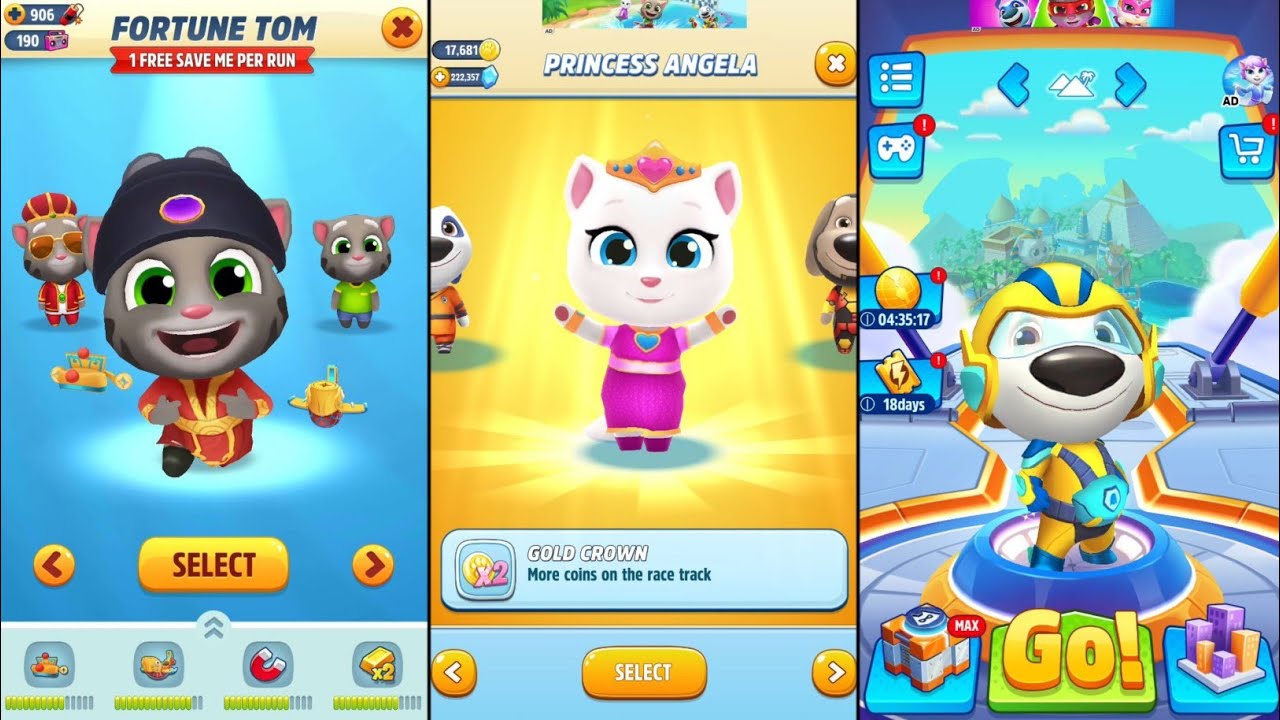 Talking Tom Gold Run Fortune Tom Vs Tom Jetski 2 Princess Angela Vs Tom ...