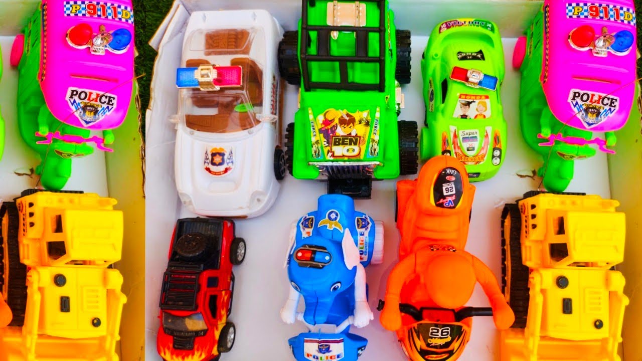 Auto Rickshaw Ben ten Car police car jcb Truck unbelievable unboxing ...