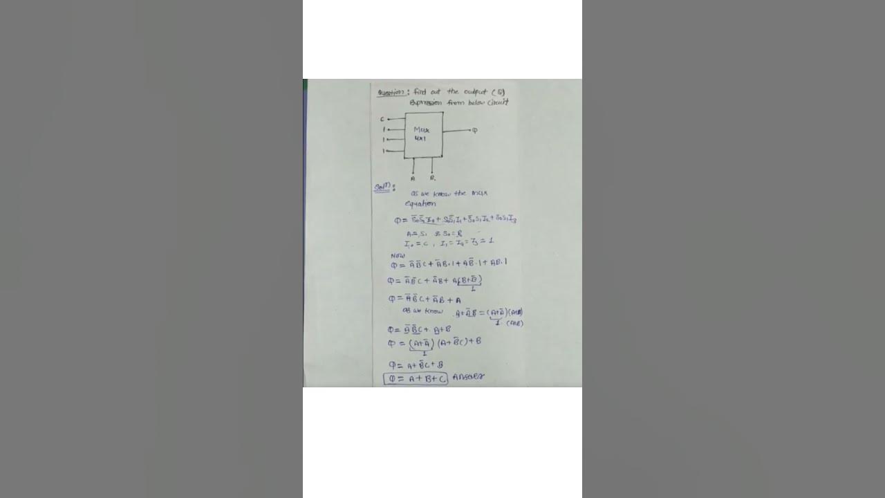 Find 4x1 Mux Output As Boolean Function - YouTube