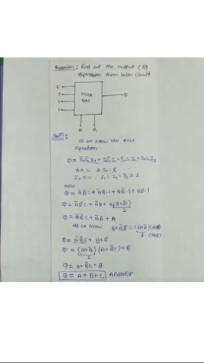 Find 4x1 Mux Output As Boolean Function - YouTube