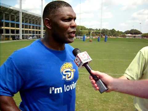Southern Jaguars 2011 Preseason Camp: Coach Stump Mitchell - YouTube
