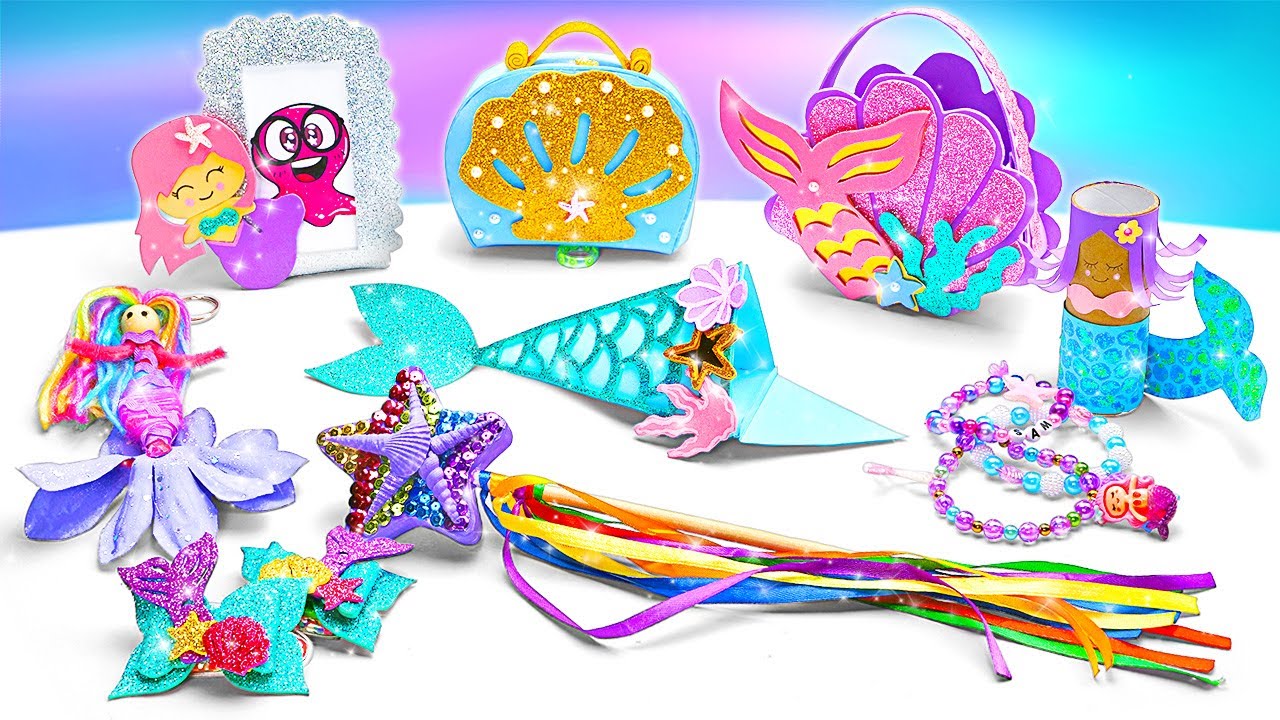 STUNNING 🧜‍♀️ How To Make 9 Glittery Mermaid Crafts || EASY DIY - YouTube