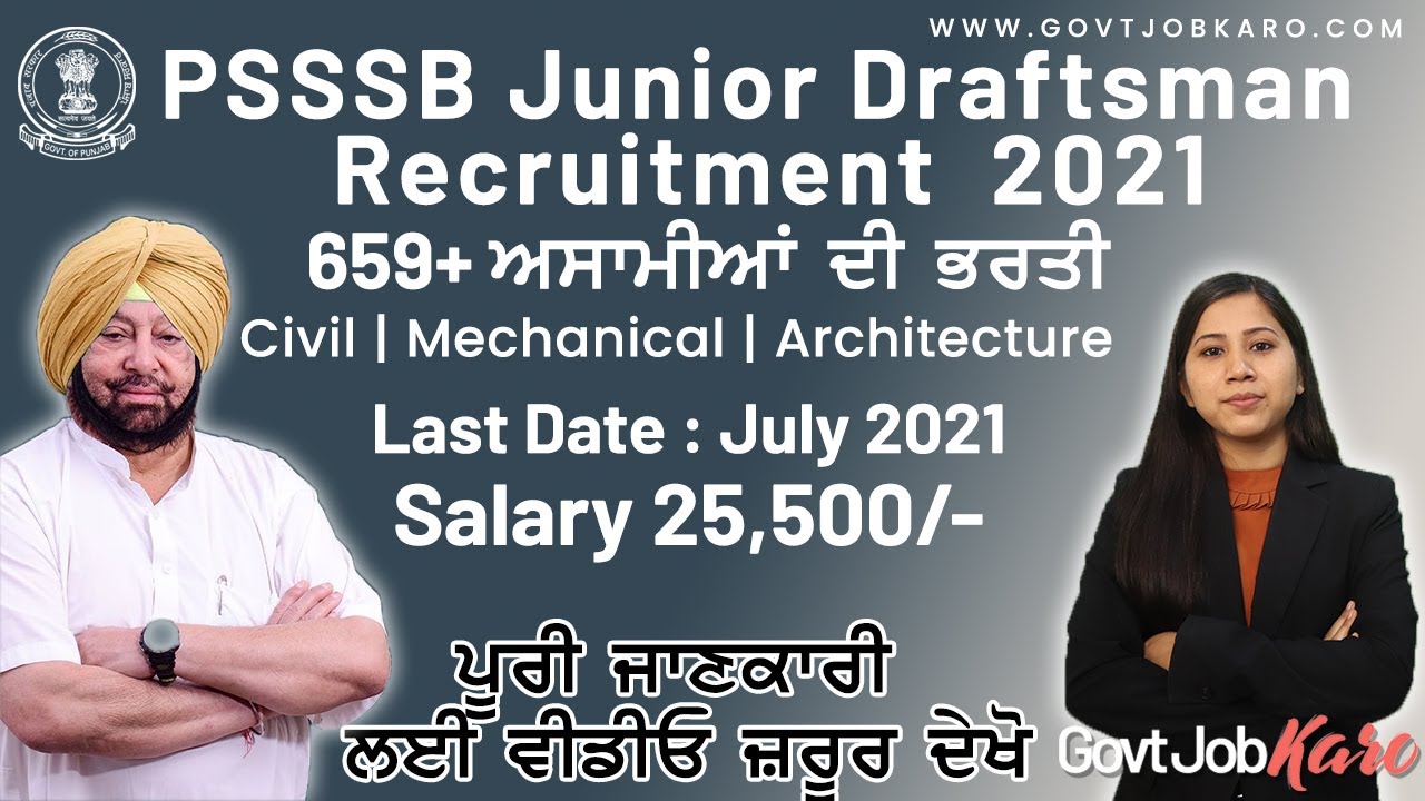 PSSSB Junior Draftsman Recruitment 2021 | Punjab Jr Draftsman Syllabus ...