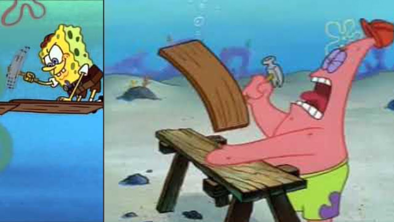 Spongebob Dropping Wooden Planks On Patrick's Hand For 1 Hour - YouTube