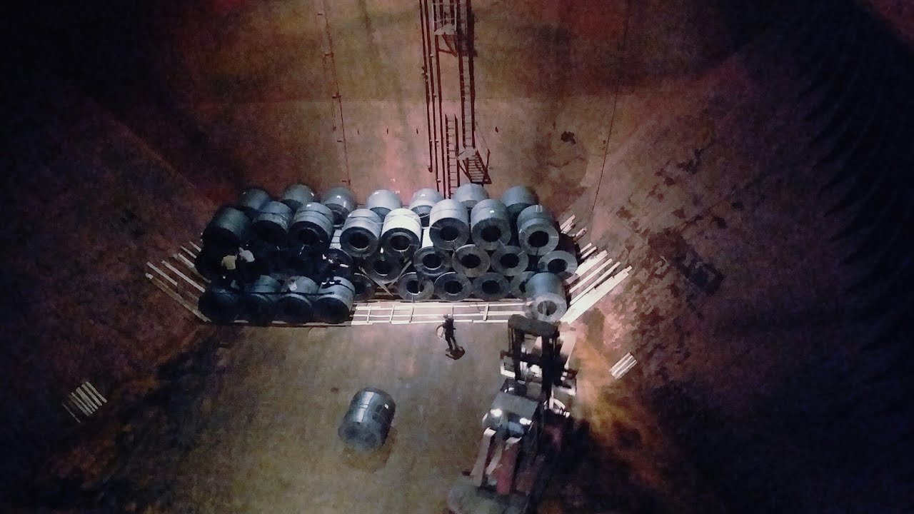 Cargo ship loading steel coils by crane ship loading - YouTube