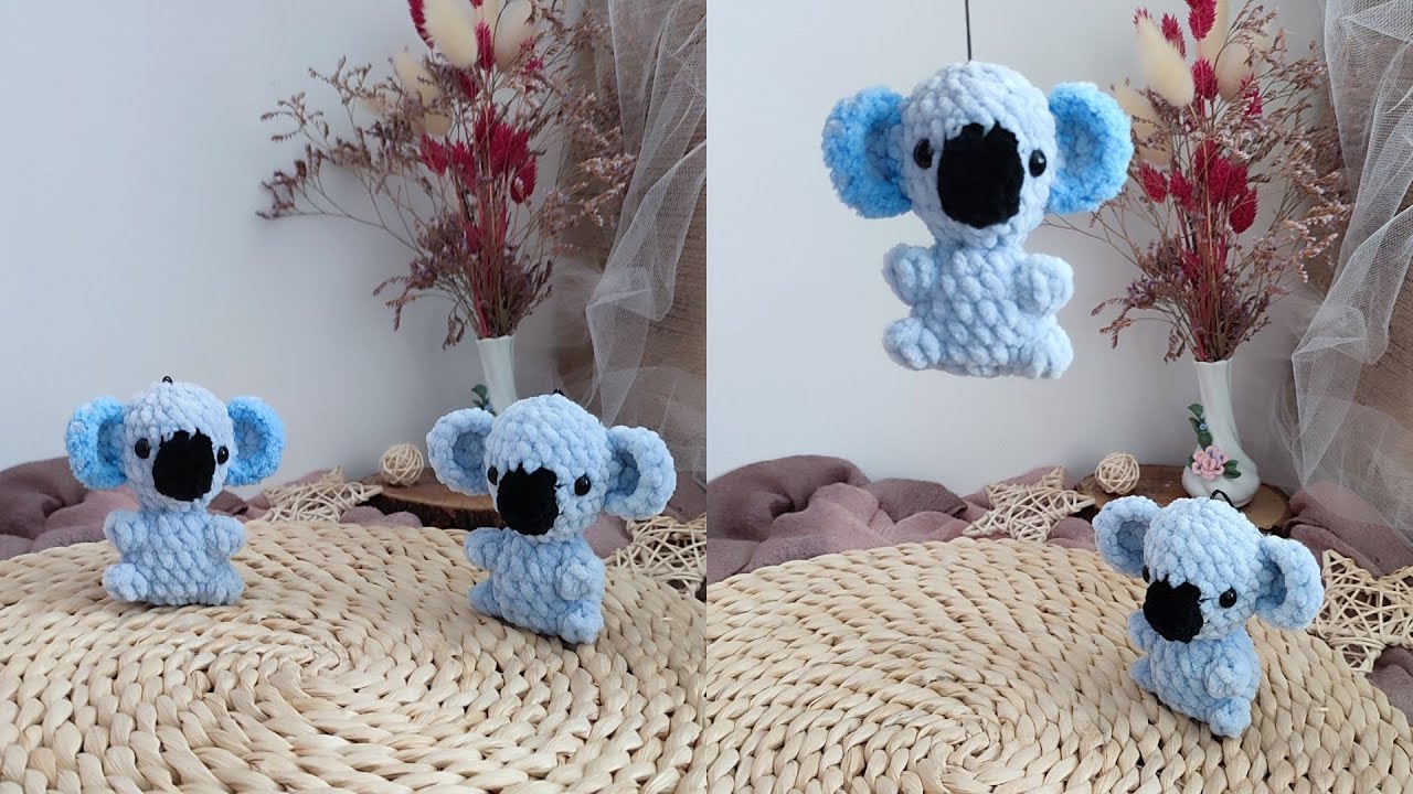Crochet tutorial koala, crochet mini koala toys, crochet koala keychain ...