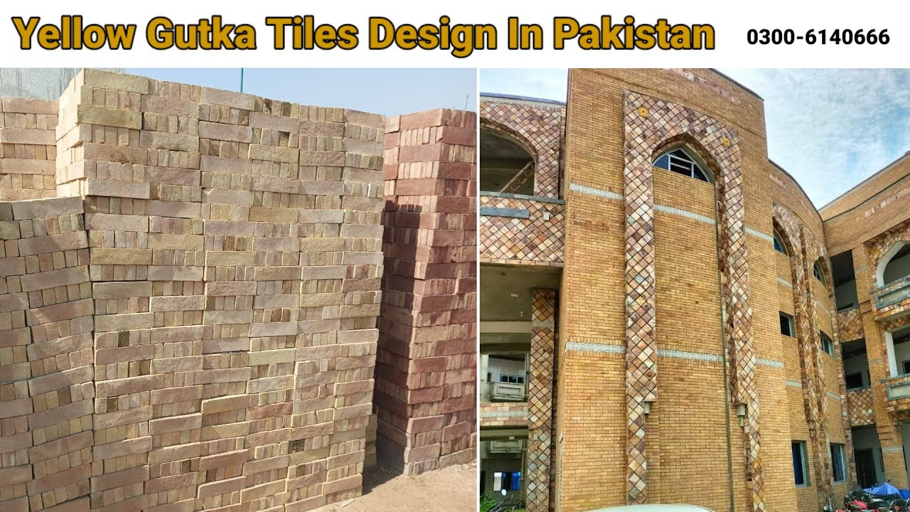 Yellow gutka tiles l Gutka Bricks Wall Tiles Design In Pakistan l 0300 ...
