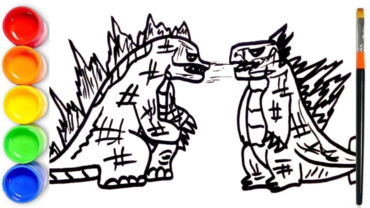 How to draw Godzilla vs Shimo | Godzilla x Kong Fight - YouTube