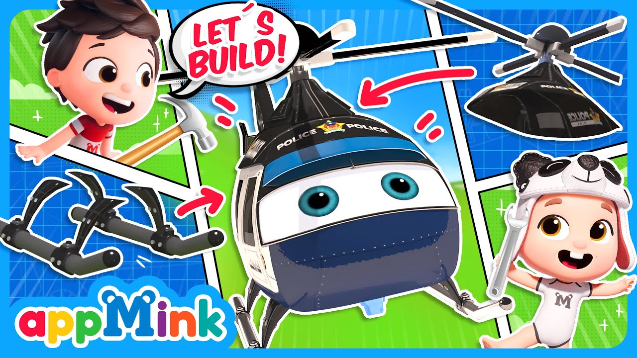 🚁🔨Build Police Helicopter 🛠️👷‍♂️ Construction Video for Kids #appmink # ...