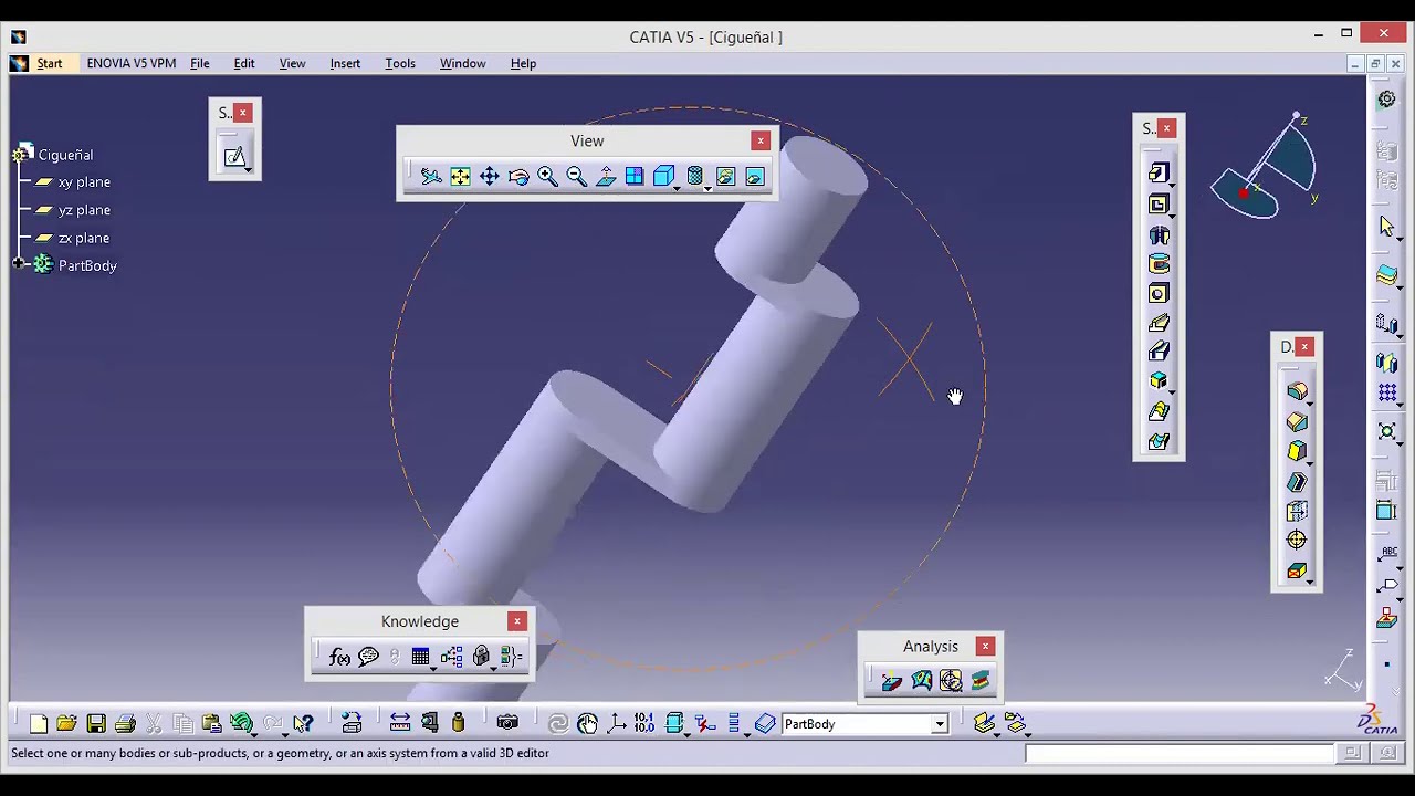 Catia V5 Part. 8 Cigueñal y Plano en dos dimensiones - YouTube