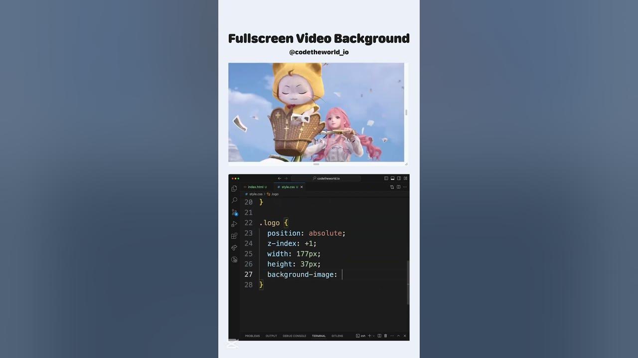 Fullscreen Video Background Codetheworld Coding Css Webcode Programming Htmlwebsite