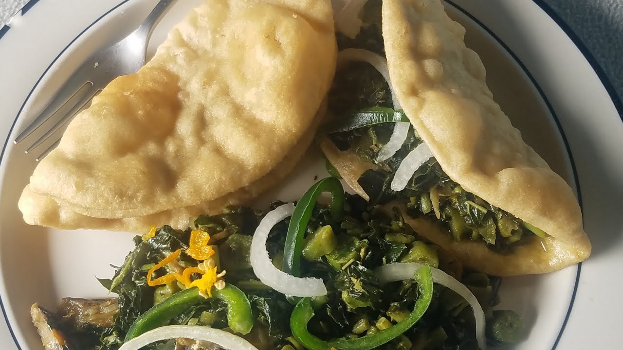 Callaloo🇯🇲 with😋 saltfish and fried dumpling, Taco Style🌮 (finger ...