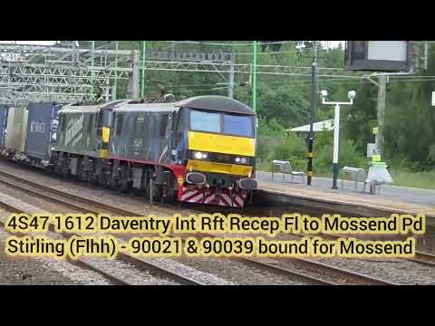 390001 overtaking 90021 & 90039 approaching Rugeley Trent Valley Station - Sunday 21st June 2026