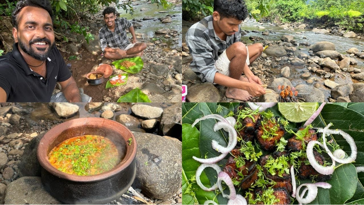 जंगलात जाऊन नदीच्या किनाऱ्यावर बनवला चिकन भात आणि चिकन तंदूर😍 हसऱ्या ...