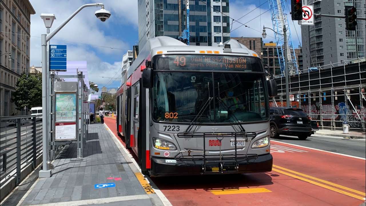 FULL TROLLEY BRT | SF MUNI 2015 New Flyer XT60 #7223 on 49 Van Ness ...