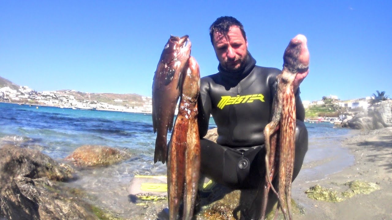 * Ρηχό Ψαροντούφεκο στη Μύκονο * - * Shallow Spearfishing in Mykonos ...