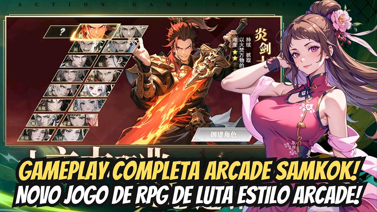 ⭐GAMEPLAY COMPLETA ARCADE SAMKOK NOVO JOGO DE RPG DE LUTA ESTILO ARCADE ...