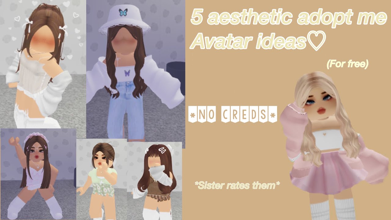 5 AESTHETIC ADOPT ME AVATAR IDEAS FOR FREE! *sister rates them* - YouTube
