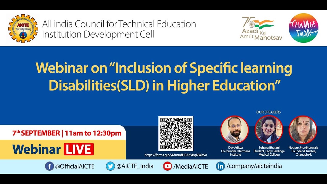 Webinar on 'Inclusion of Specific Learning Disabilities(SLD) in Higher ...