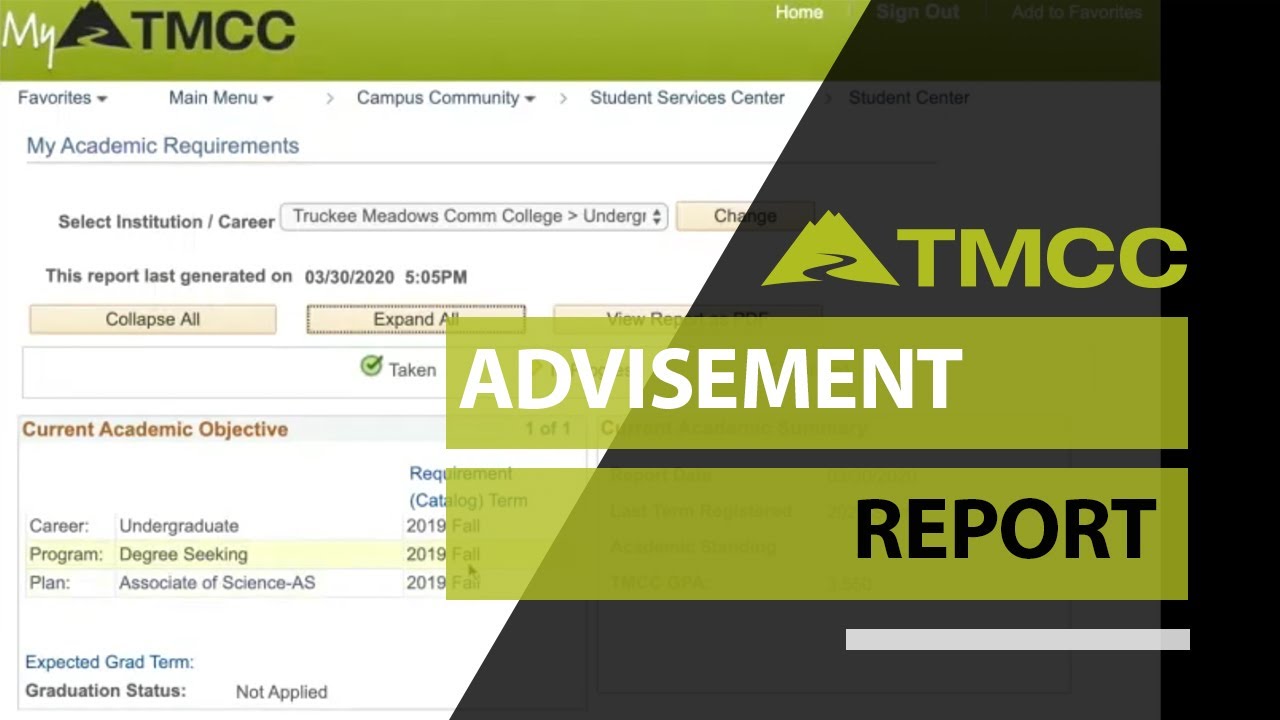 Academic Advisement Report at TMCC - YouTube