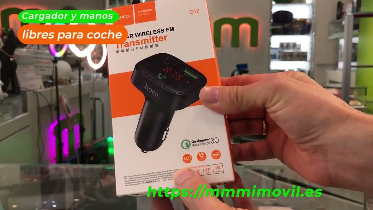🚘 Cargador de coche MP3 Manos libres 🔋🎶🗣️ Modelo: Hoco E59 - YouTube