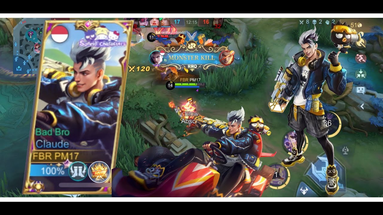 GAMEPLAY CLAUDE !! TOPGLOBAL CLAUDE !! SANRIO SKIN BAD BRO CLAUDE ...