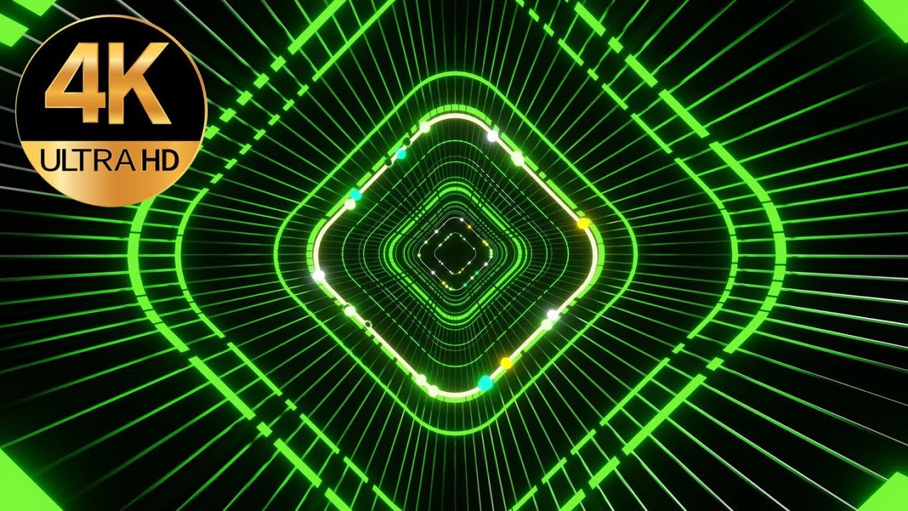 10 hour 4k fast moving Relaxing Screensaver Green square shape Metallic ...