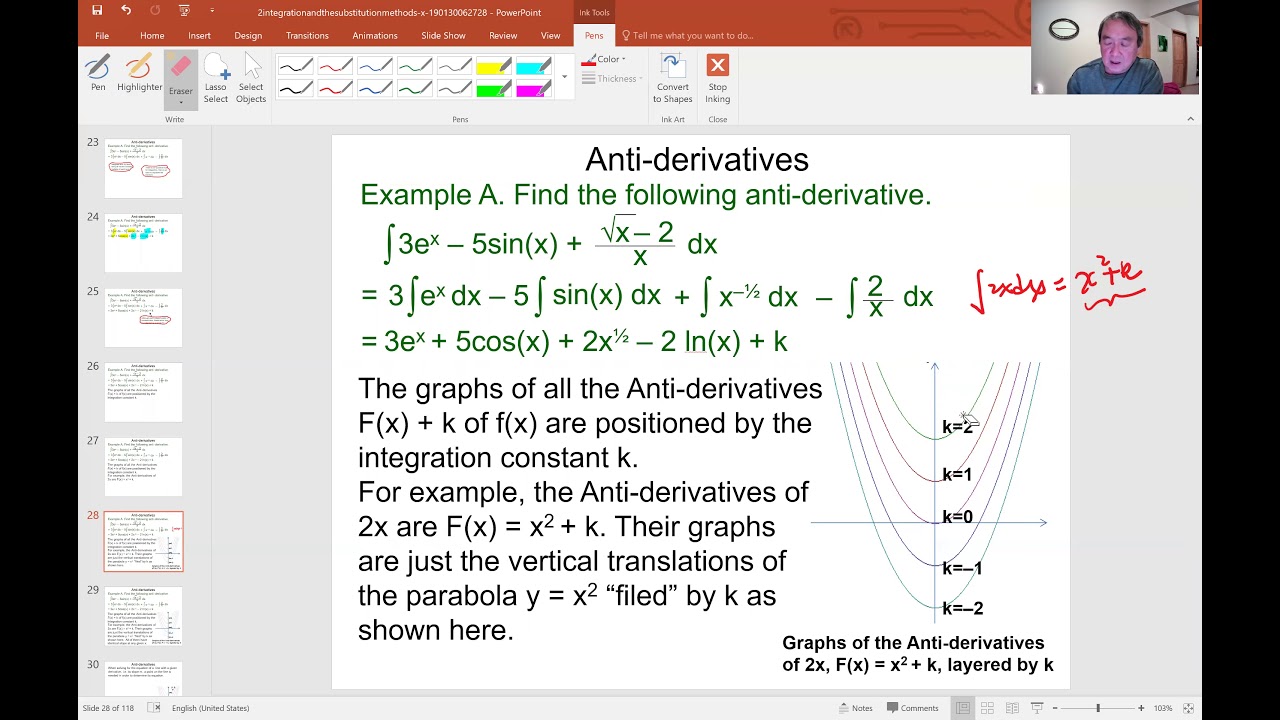 2 anti derivatives and sub method - YouTube