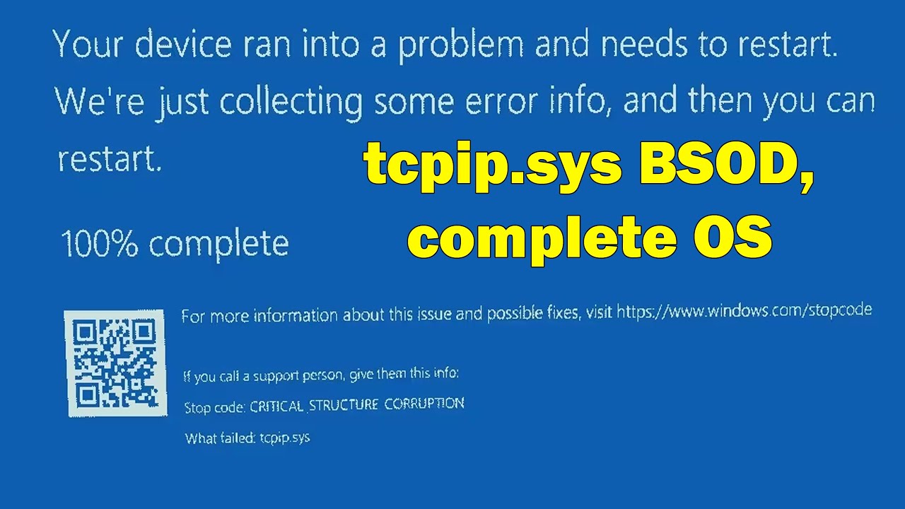 HOW TO Fix tcpip.sys BSOD Blue Screen Error in Windows 10 or 11 - YouTube